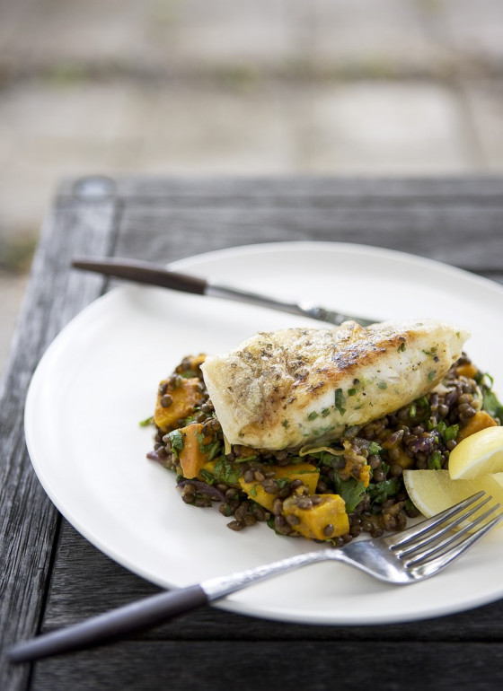 Fish with Hummus and Rocket Salad | dish » Dish Magazine